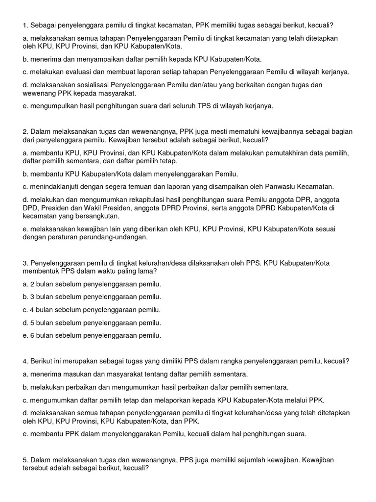 Latihan Soal PPK | PDF