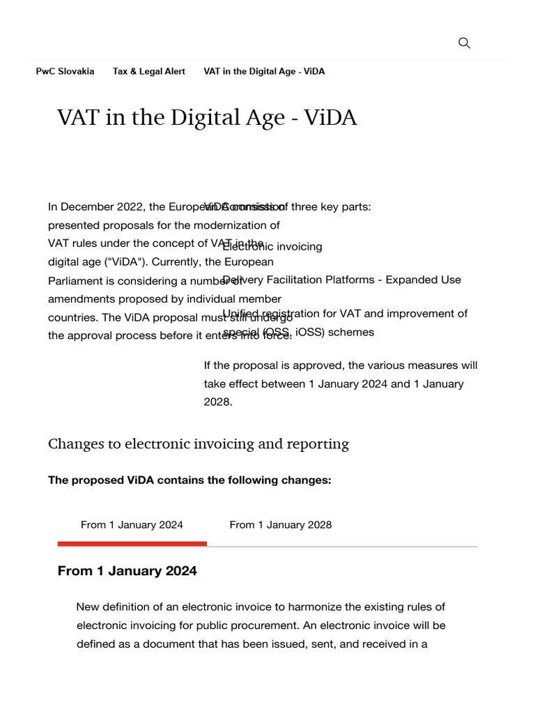 VAT in the Digital Age: ViDA Overview | PDF | Value Added Tax | Invoice