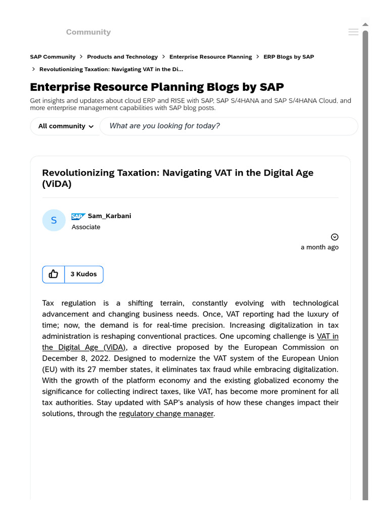 Revolutionizing Taxation_ Navigating VAT in the Di... - SAP Community | PDF | Enterprise ...