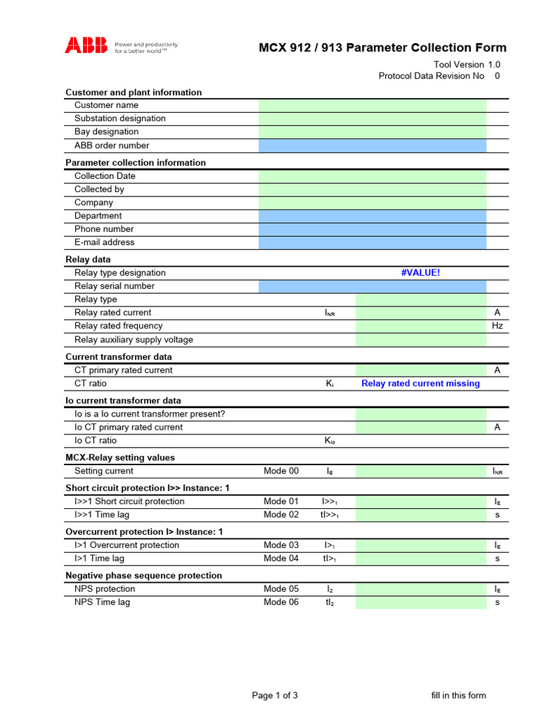 MCX 912 and 913 Parameter Collection Form | Download Free PDF ...