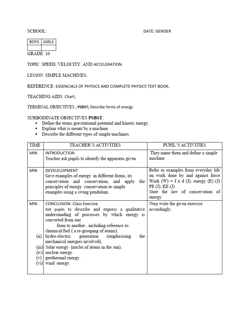 Grade 10 Physics Speed, Velocity and Acceleration - Simple Machines 3 ...