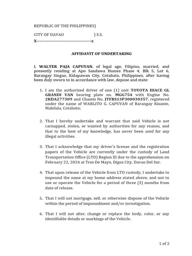 Change Color, Affidavit of | PDF | Affidavit