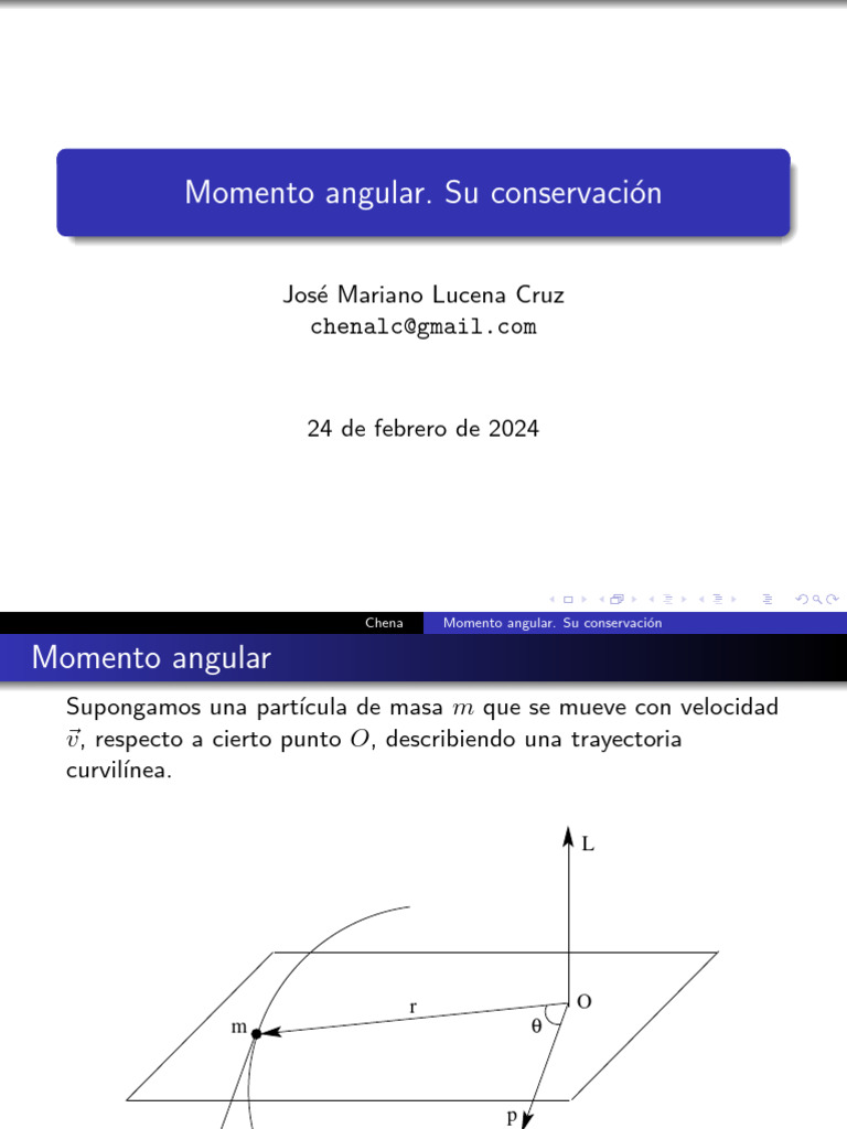 Conservación del Momento Angular | PDF | Momento angular | Vector Euclidiano
