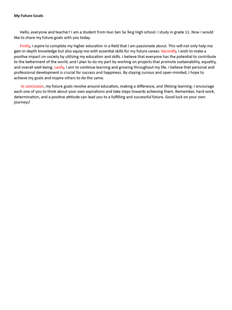 My Future Goals | PDF