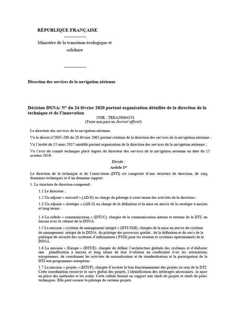 Organisation de la DTI de la DSNA | PDF