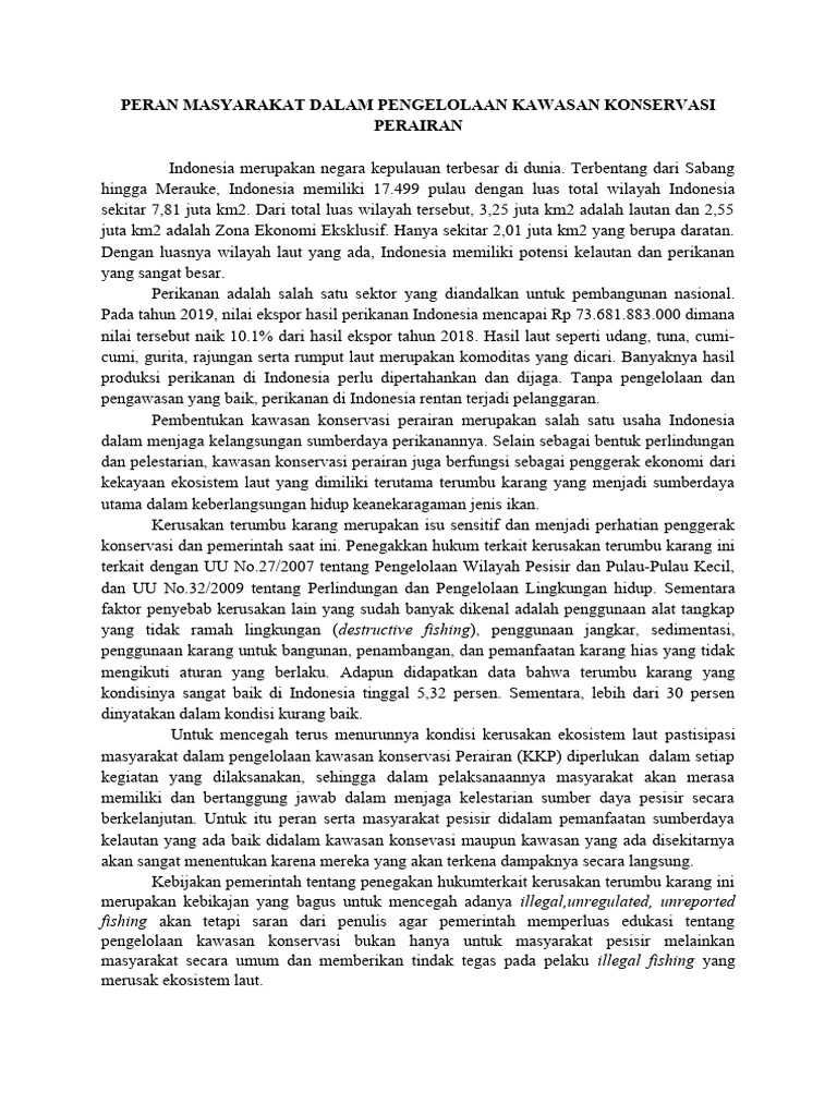 Peran Masyarakat dalam Konservasi Perairan | PDF