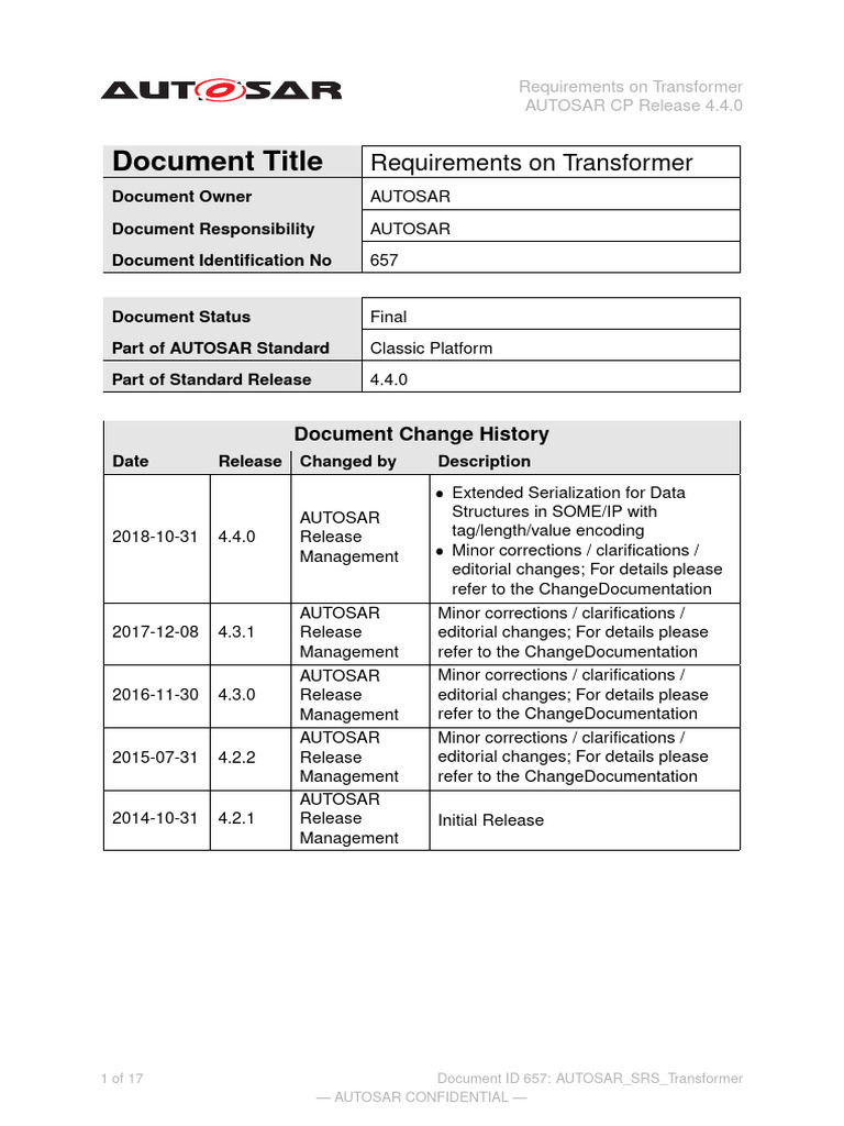 AUTOSAR_SRS_Transformer | PDF | Component Object Model | Input/Output