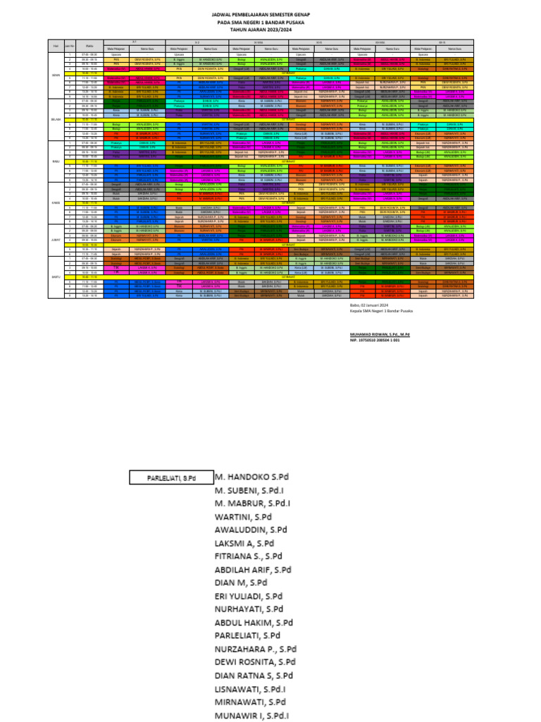 Roster Genap 2023-2024 | PDF