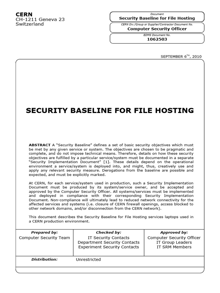 CERN File Hosting Security Baseline | PDF | Computer File | Access Control