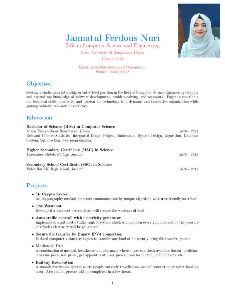 Jannatul - CV | PDF | Computer Programming | Web Development