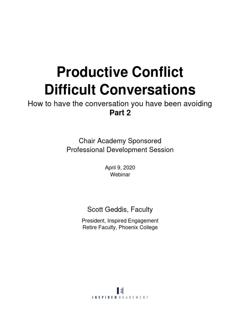 HANDOUT Productive Conflict Part 2 Virtual | PDF | Social Psychology
