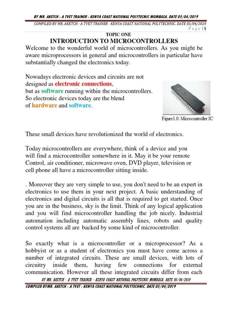 Microcontroller - Introduction | PDF | Microcontroller | Embedded System Microcontroller - Introduction | PDF | Microcontroller | Embedded System