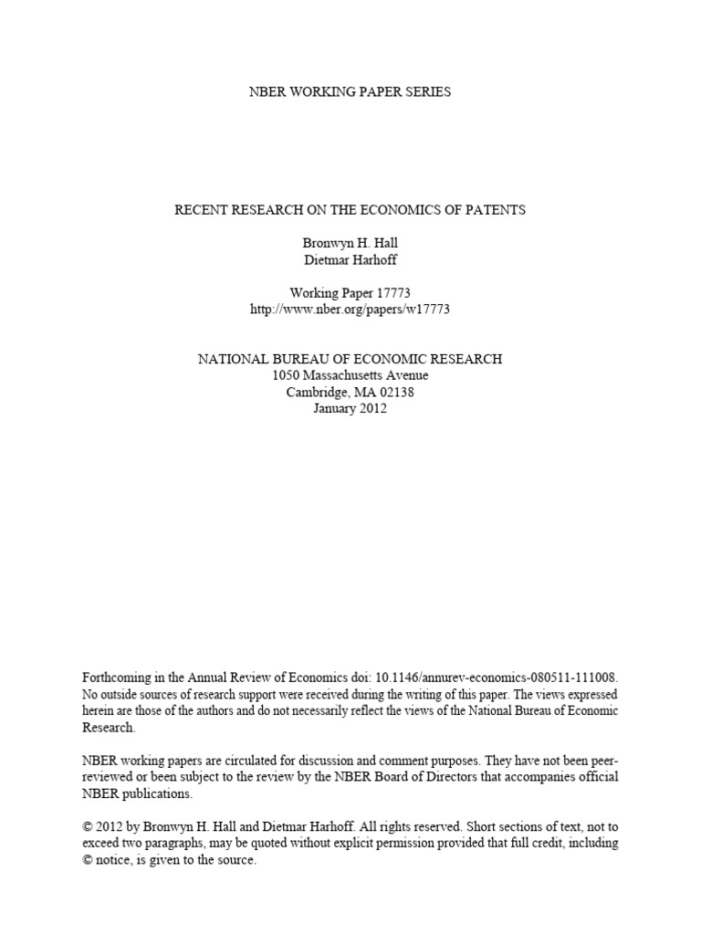 Economics of Patents: Recent Insights | PDF | Patent Application | Patent