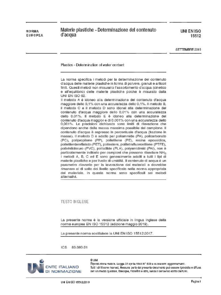 UNI EN ISO 15512 | PDF