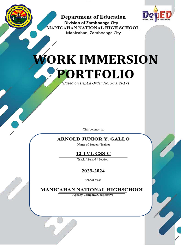 CSS - Work-Immersion-Portfolio-2023-24 - 2 | PDF | Leadership | Employment