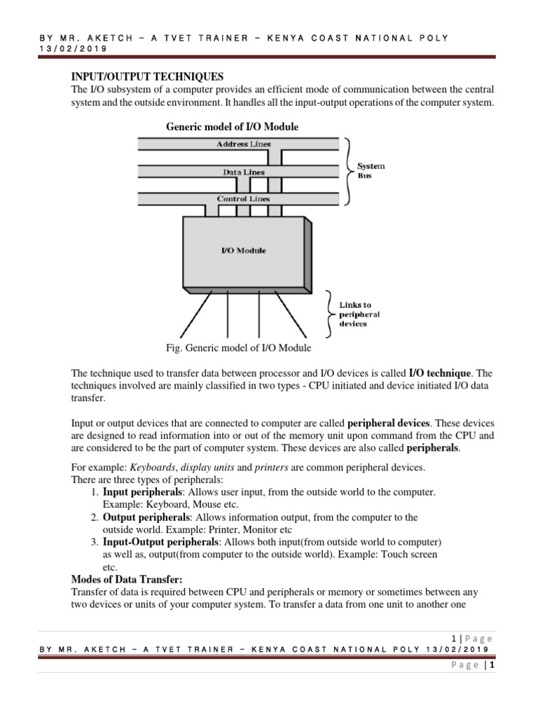 Microproccessor - Input-Output Techniques | PDF | Input/Output | Central Processing Unit