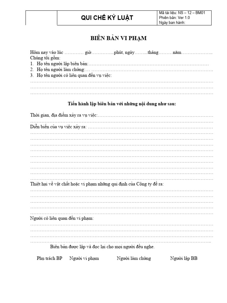NS - 12 - BM01 - Bien Ban VI Pham | PDF
