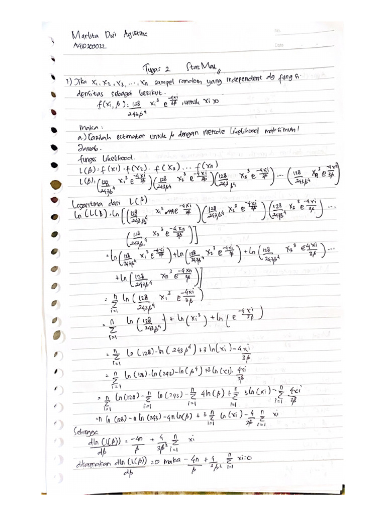 A410200022 - Marlita Dwi Agustina - Tugas 2 Statmat | PDF