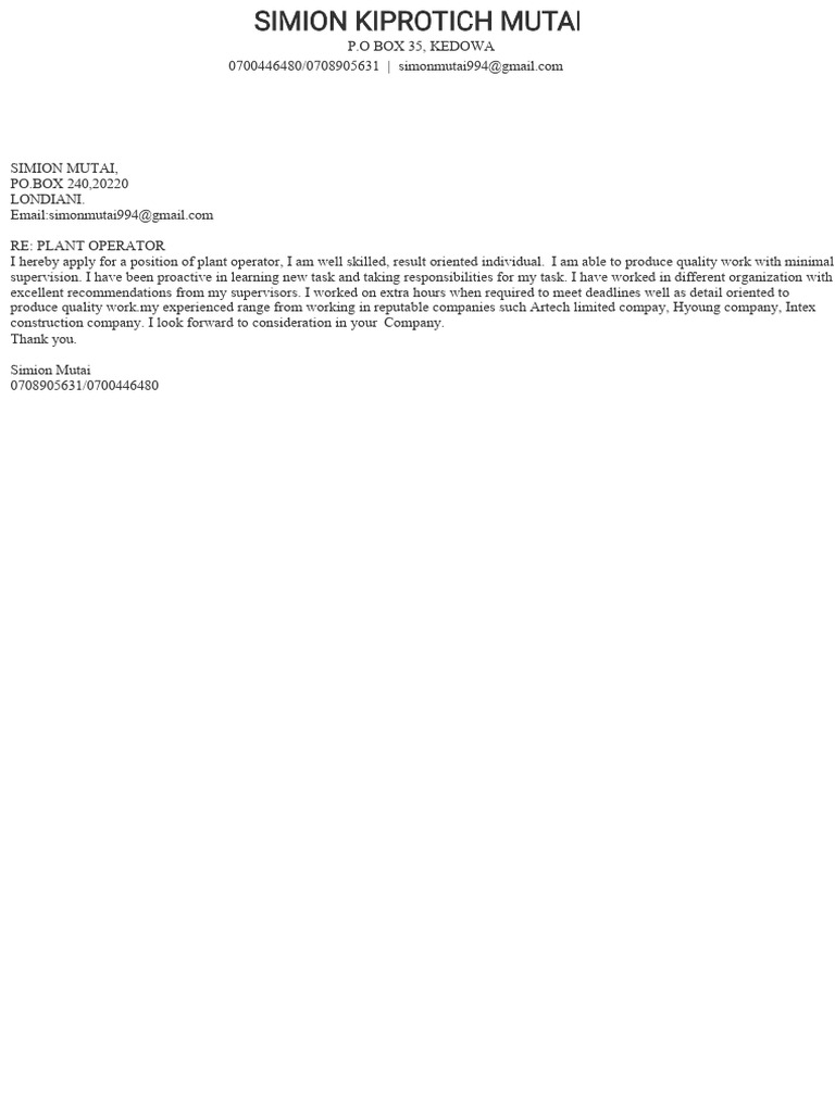 Simon Mutai CV | PDF