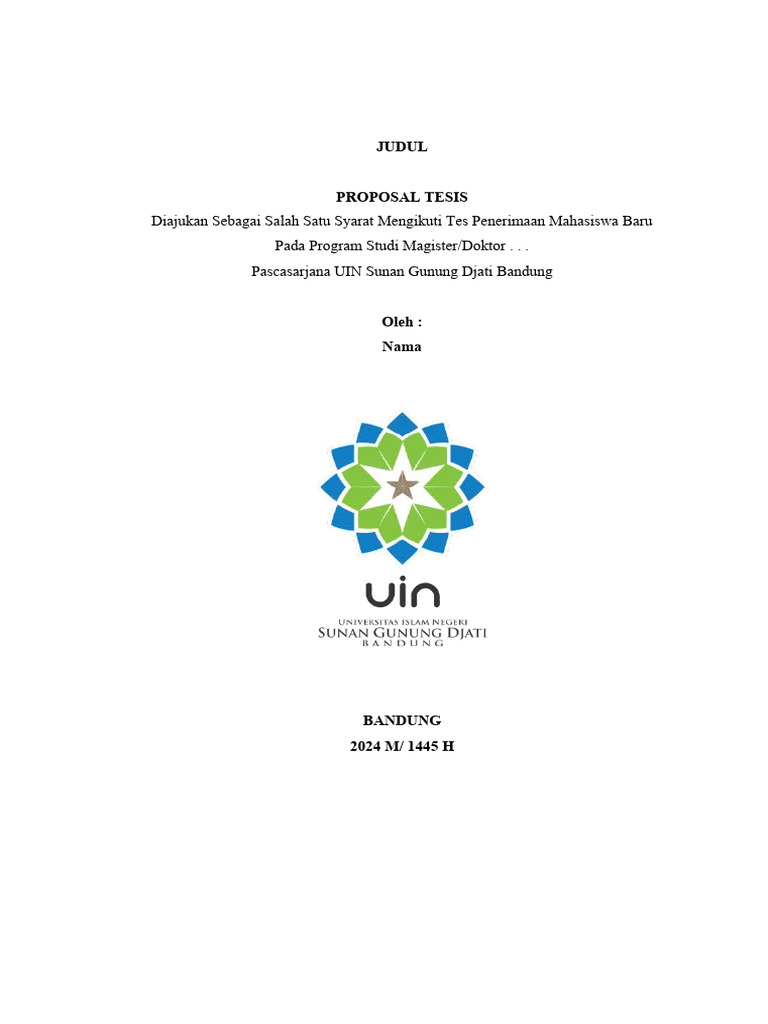 Proposal Tesis Pascasarjana UIN Bandung | PDF