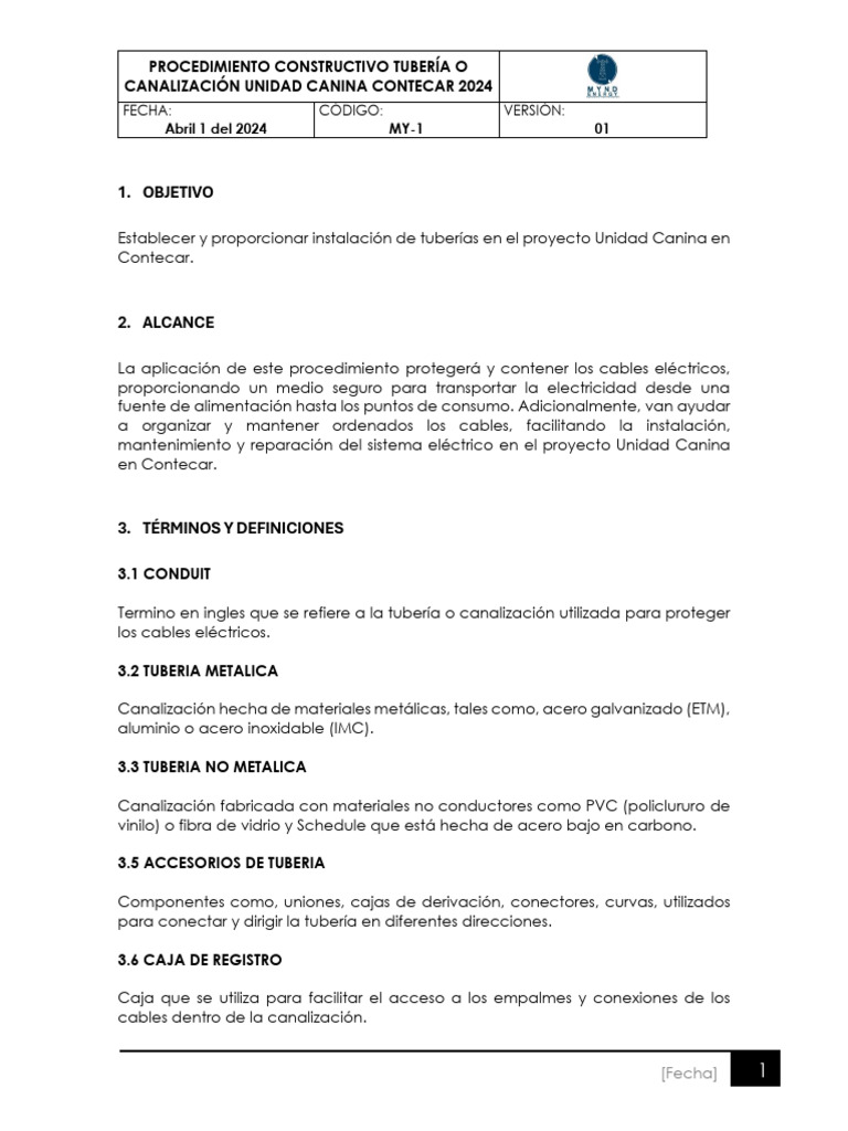 Proceso Contructivo Tuberia o Canalización | PDF | Tubería (transporte de fluidos) | Materiales