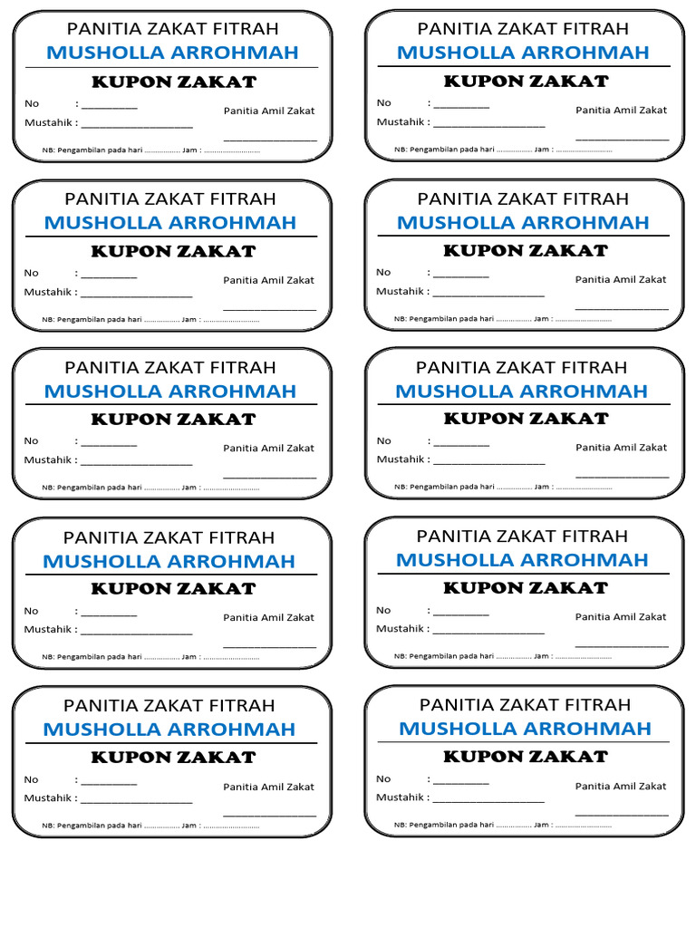 Kupon Zakat All | PDF