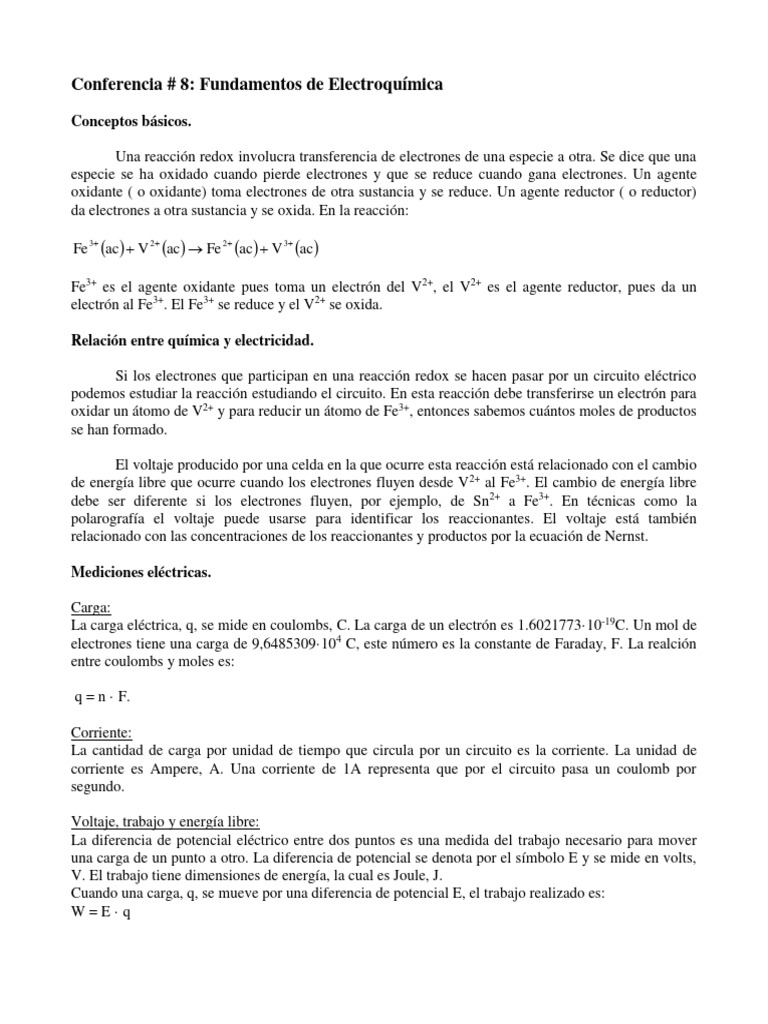 CONFERENCIA 08 - Redox | PDF | Redox | Electrodo