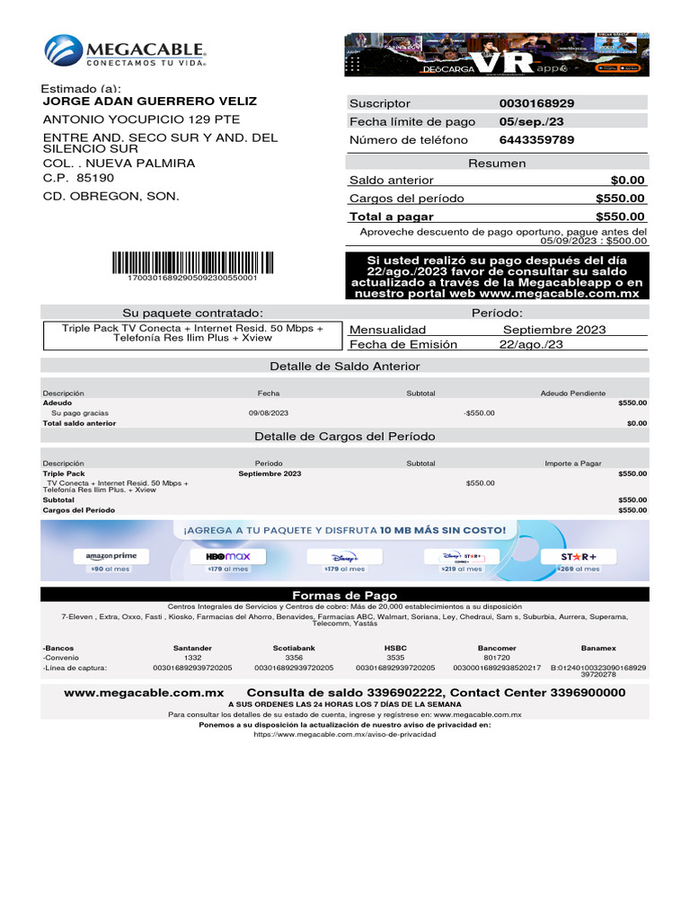 Pago de Recibo Megacable Guerrero | PDF | Venta al por menor | Minoristas