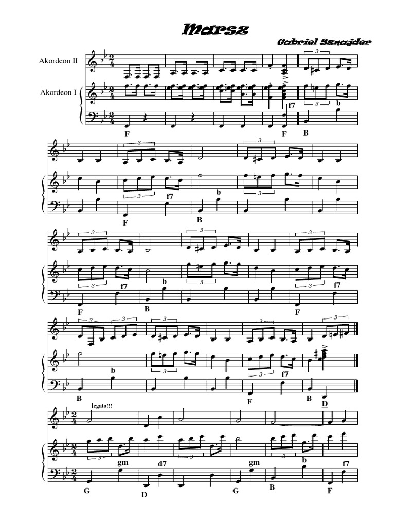 Marsz Z Suity Pożegnanie Lata Na Duet Akordeonowy | PDF