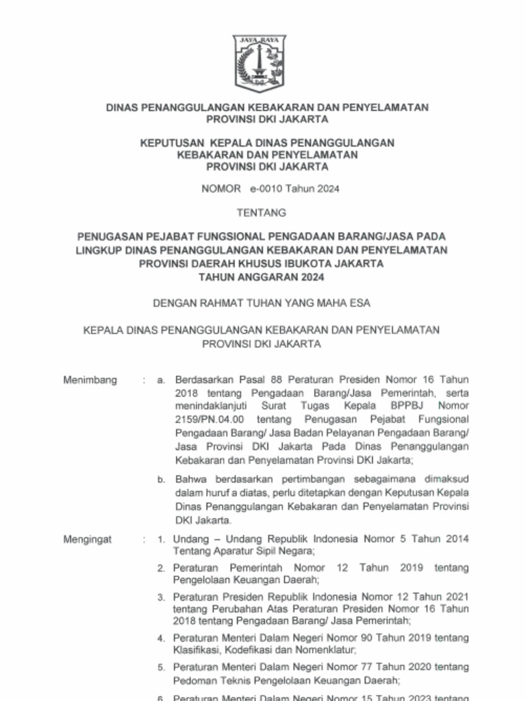 SK Nomor e-0010 Tahun 2024 ttg Penugasan… Jasa Dinas Gulkarmat Tahun ...