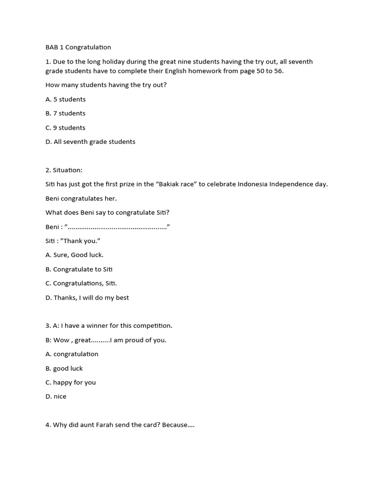 Soal Congratulation | PDF