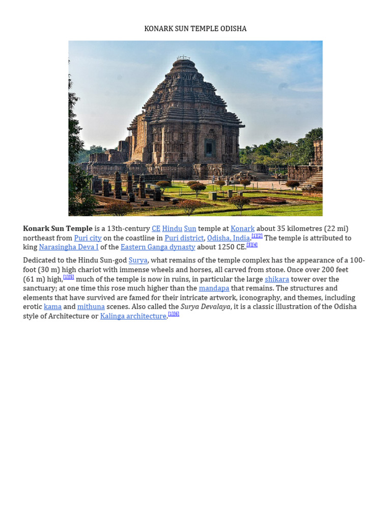 Konark Sun Temple Odisha | PDF