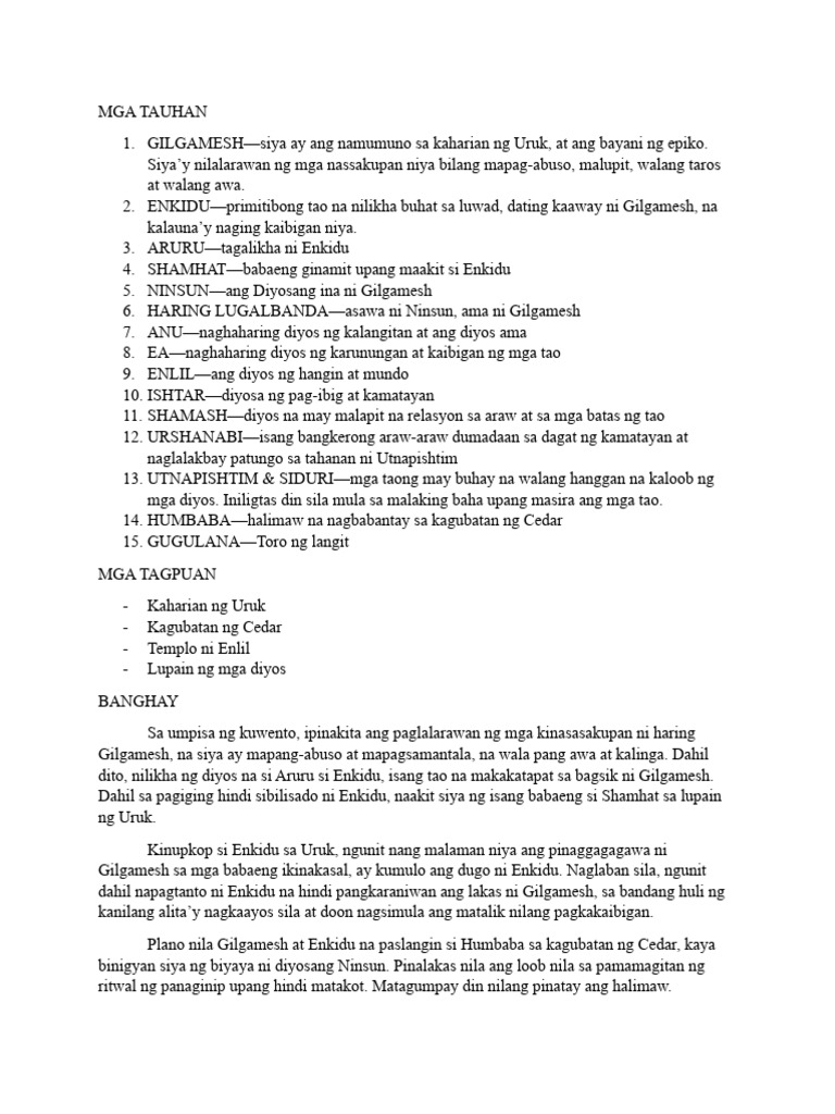 Epiko Ni Gilgamesh | PDF