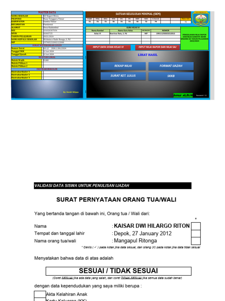 Rapor dan Data Lulusan SD Wera 2023/2024 | PDF | Asia | Indonesia