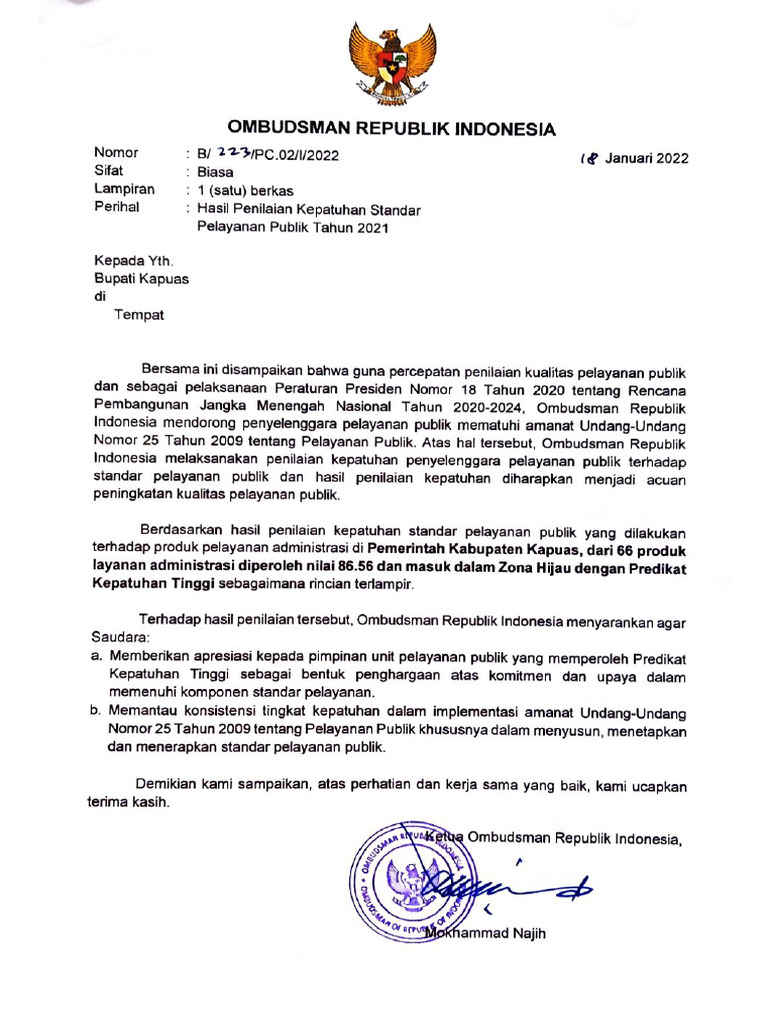 Hasil Penilaian Ombudsman | PDF Hasil Penilaian Ombudsman | PDF
