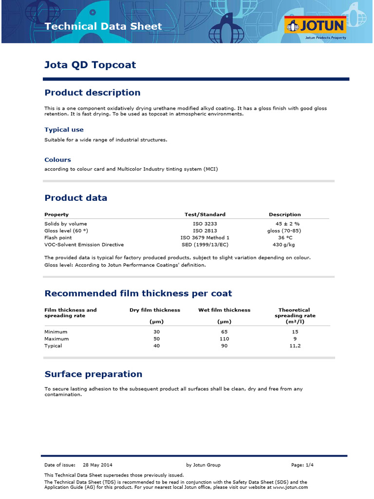 TDS Jota QD | PDF | Coating | Industrial Processes