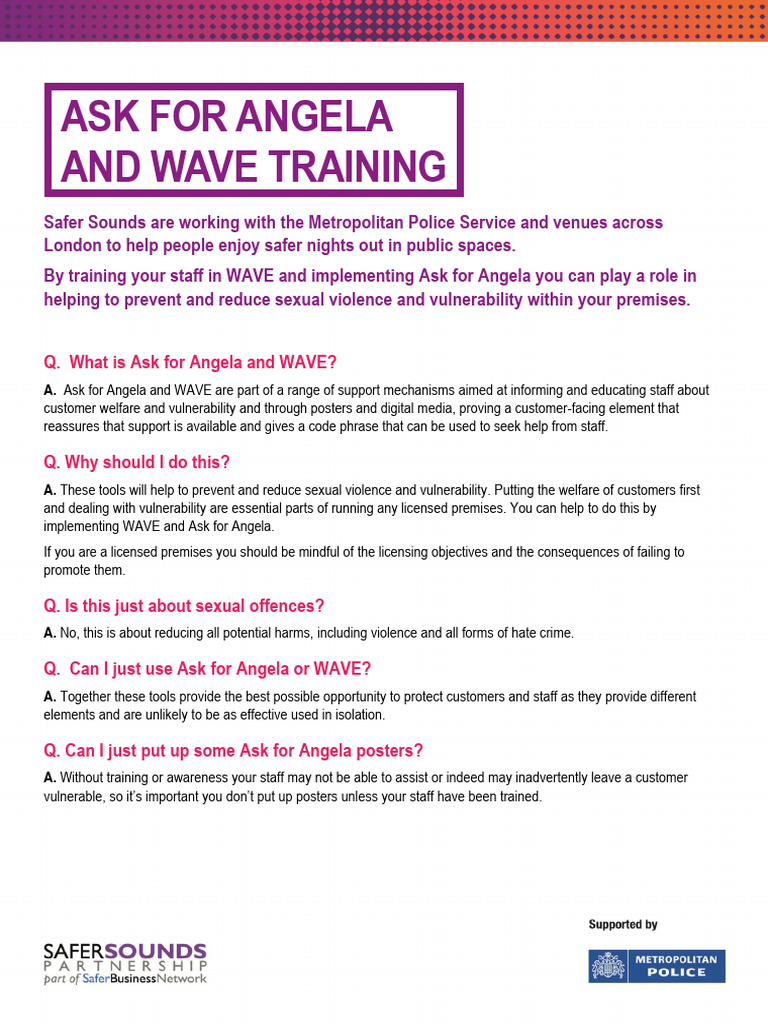 Q. What Is Ask For Angela and WAVE? | PDF | Police | Vulnerability ...