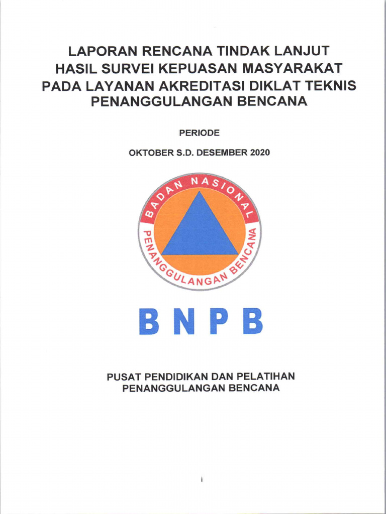 Contoh - BNPB - Laporan Rencana Tindak Lanjut Hasil SKM | PDF
