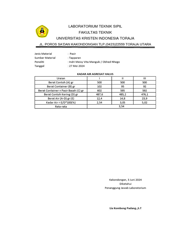Form Pengujian Karakteristik | PDF
