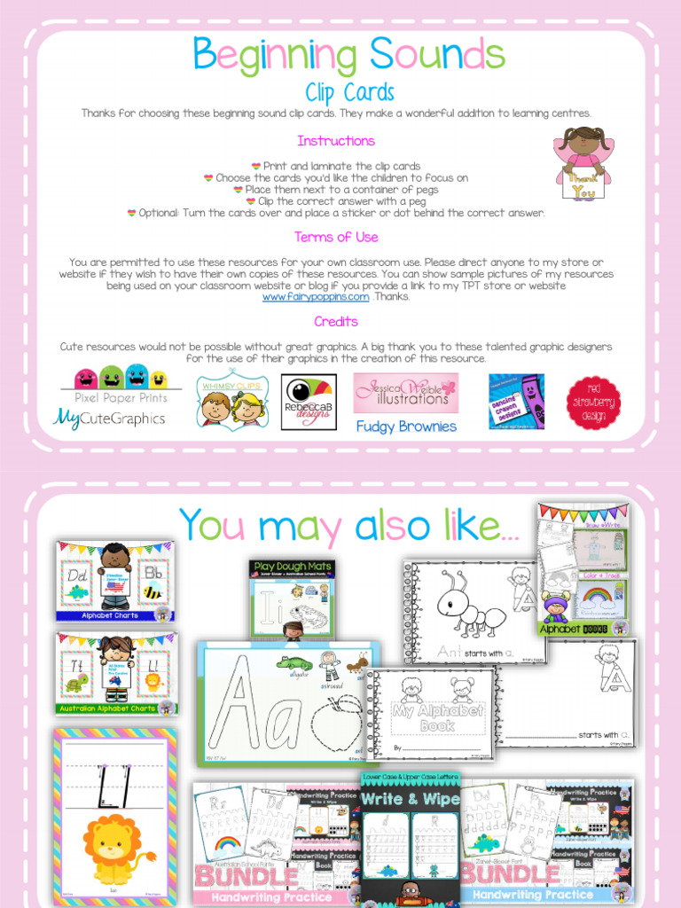 Beginning Sounds Clip Cards | PDF