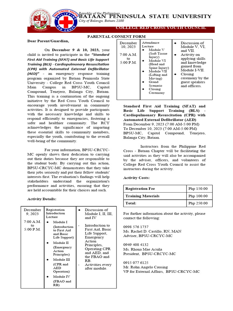 9&10 Parental Consent For BLS | PDF | Emergency Medical Services ...