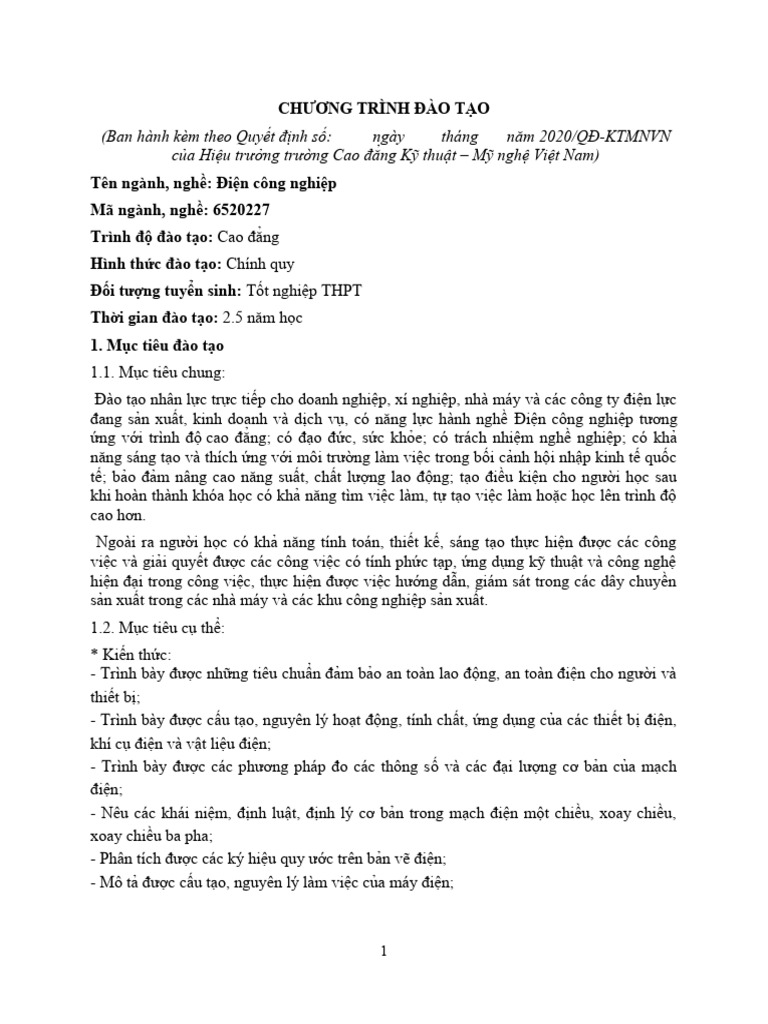 Khung CTDT CD DCN | PDF