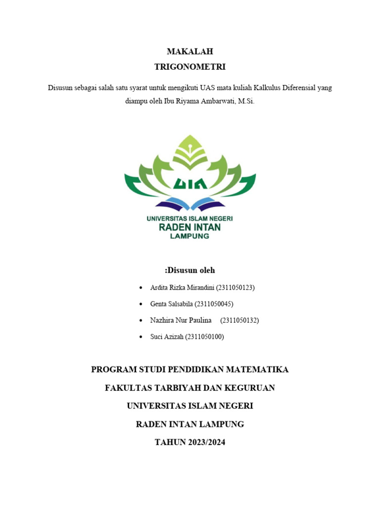 Makalah Kalkulus Kelompok 4 | PDF | Sains & Matematika