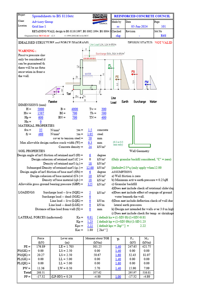 RCC62 Retaining Wall | PDF | Applied And Interdisciplinary Physics | Civil Engineering