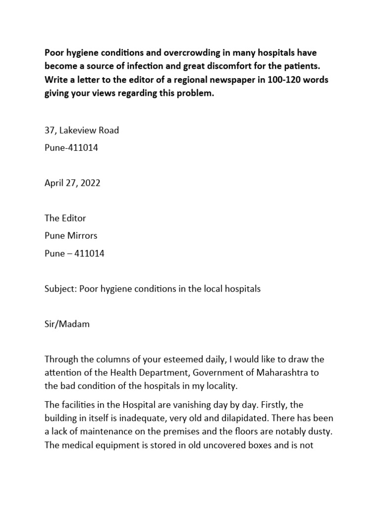 Letter To Editor Class 10 | PDF | Wellness