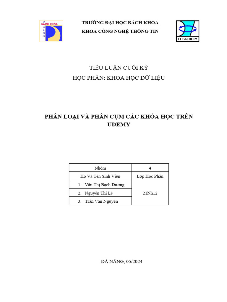 Mau Tieu Luan KHDL - 2024 | PDF
