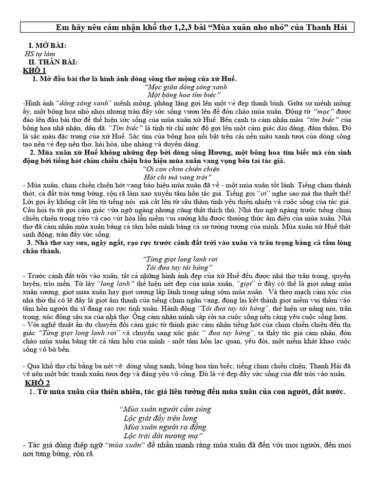 Tuần 25 CẢM NHẬN MXNN khổ thơ 1,2,3 | PDF