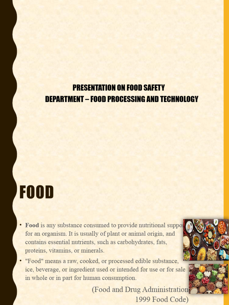 Presentation On Food Safety | PDF | Foodborne Illness | Foods