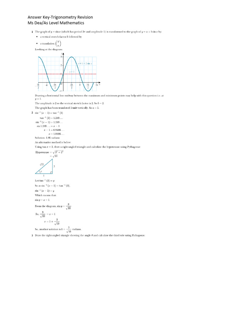 Answer Key-Revision-Trigonometry | PDF