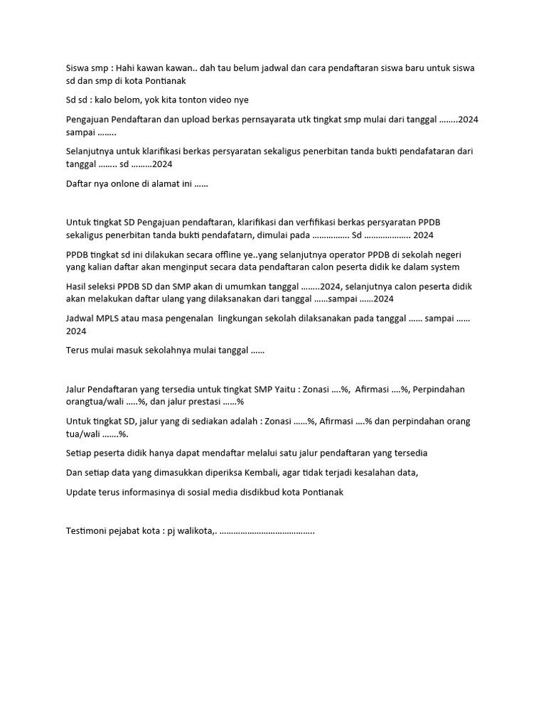 Draft Naskah Video PPDB 2024 | PDF | Bisnis | Pengelolaan Keuangan & Uang